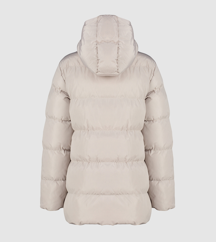 Buy Trendyol Solid Hooded Puffer Jacket In Beige | 6thStreet Saudi Arabia