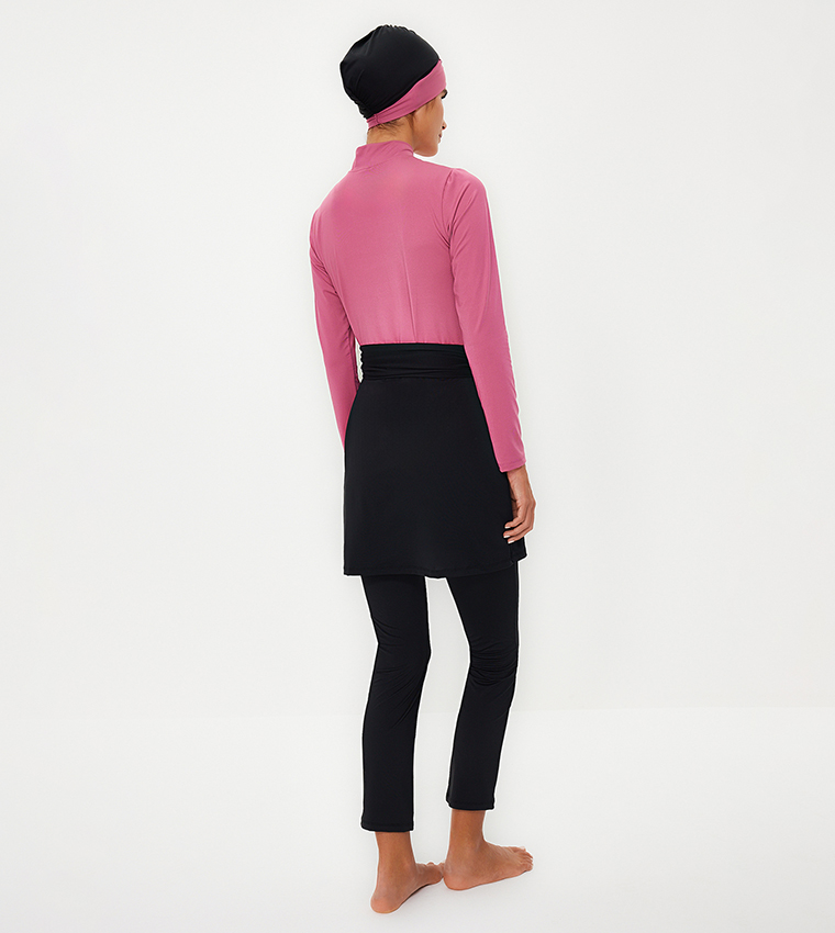 Buy Trendyol 4 Piece Color Block Hijab Swimsuit Set In Pink | 6thStreet ...