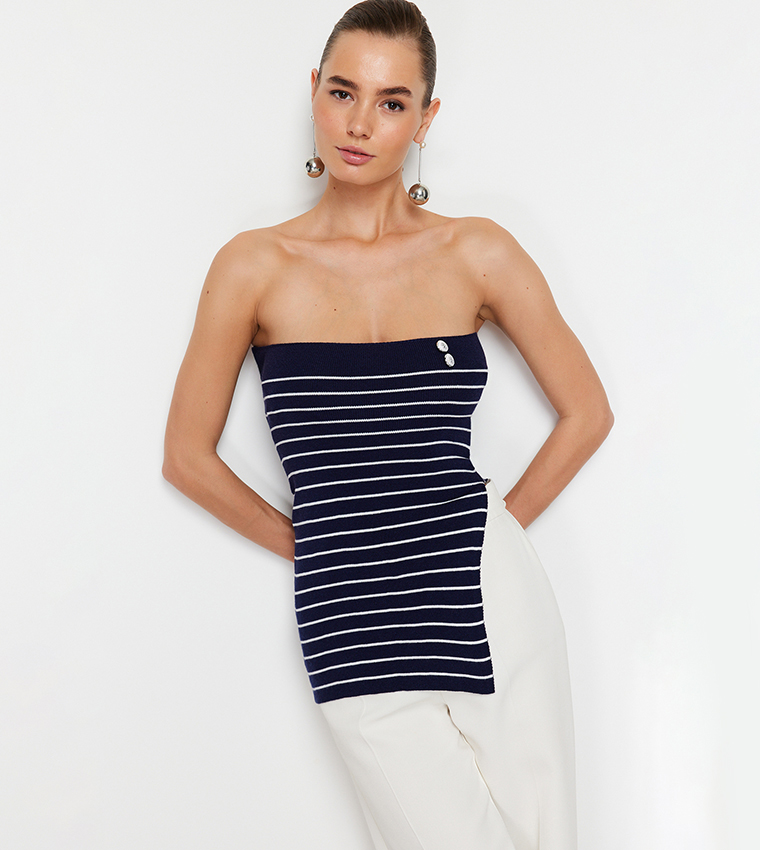 Buy Trendyol Limited Edition Strapless Top In Navy | 6thStreet Qatar
