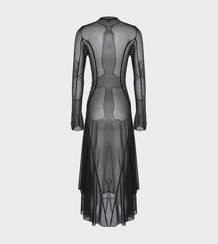 Buy Trendyol Tulle See Through Midi Dress In Black | 6thStreet Oman