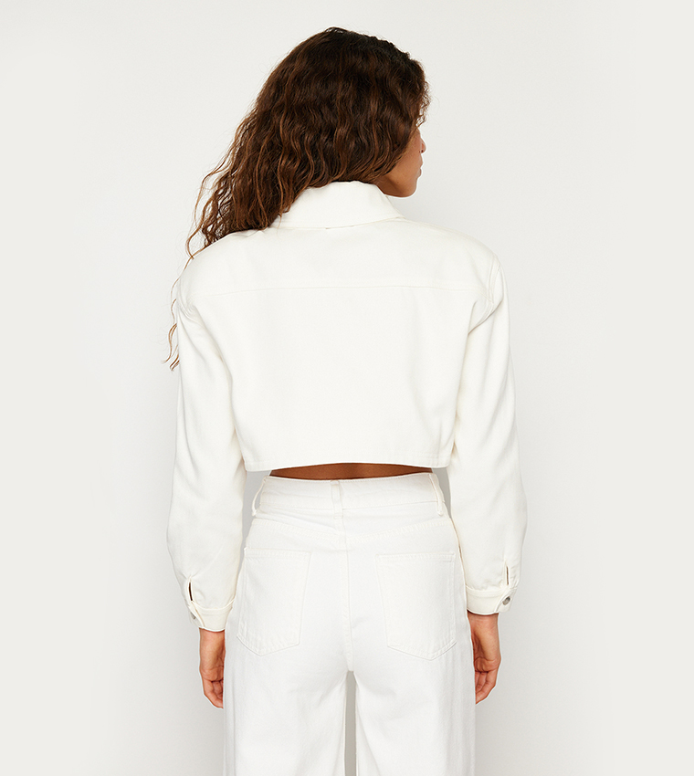Buy Trendyol Oversized Pocket Detail Cropped Jacket In Beige ...