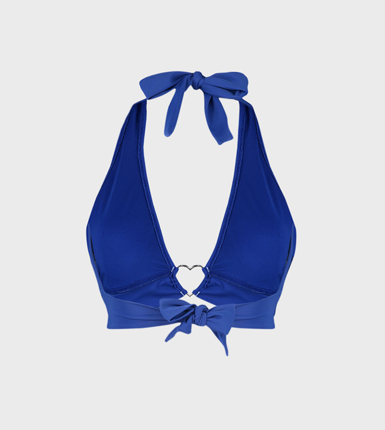 Buy Trendyol Triangle Strappy Bikini Top In Blue | 6thStreet Kuwait