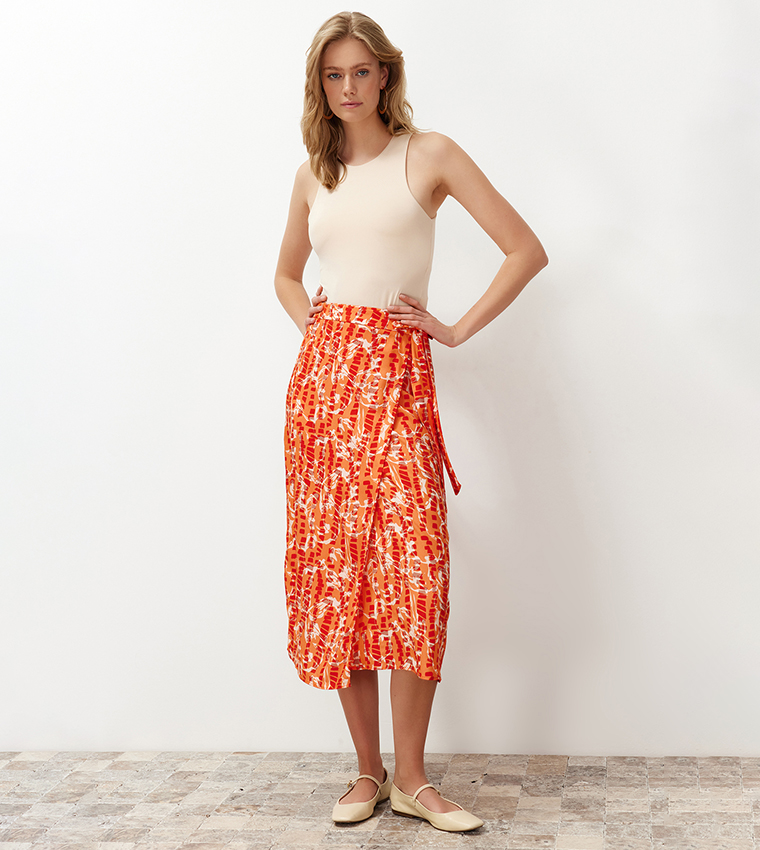 Patterned midi skirt store