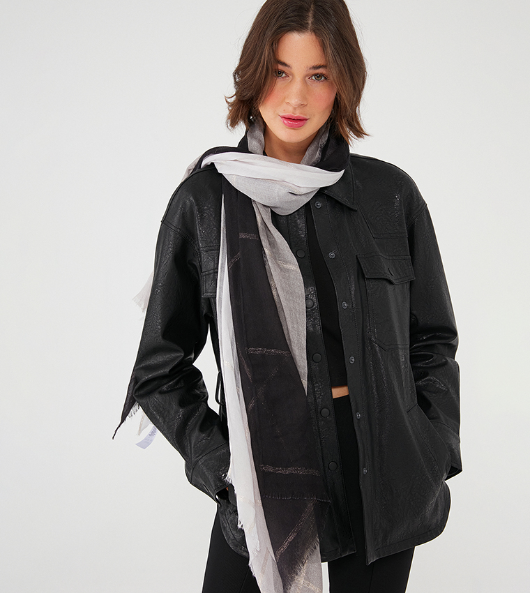 Buy Mavi Color Block Shawl In Grey | 6thStreet Kuwait