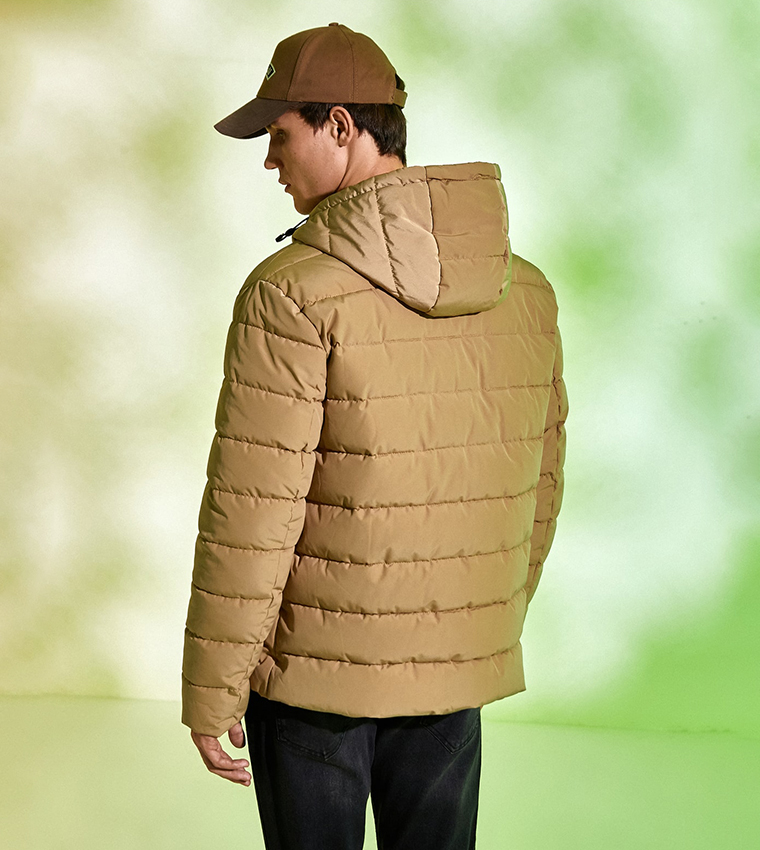 Buy Koton Printed Hooded Inflatable Jacket In Beige | 6thStreet UAE
