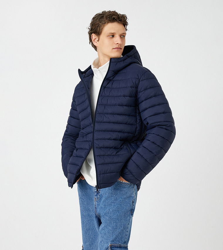 Buy Koton Hooded Zip Through Puffer Jacket In NAVY BLUE | 6thStreet Qatar