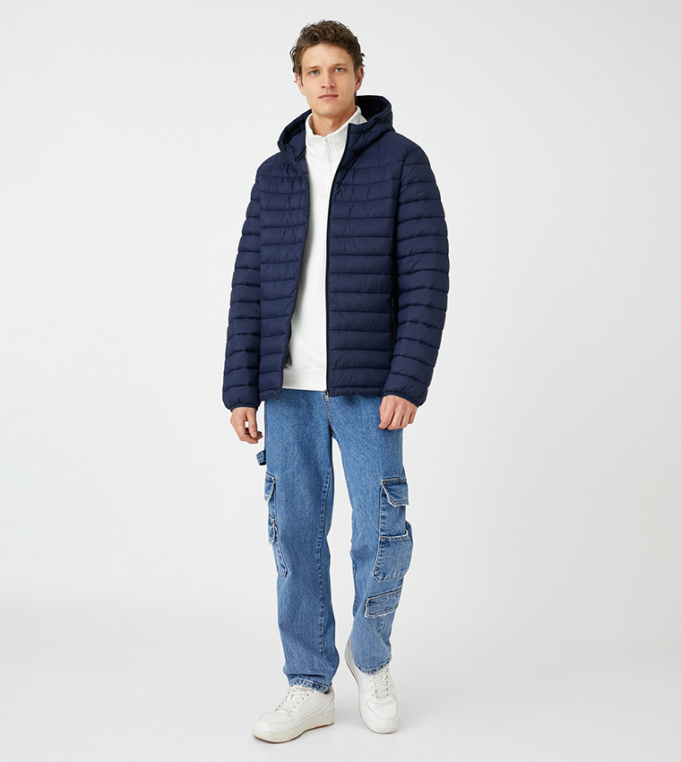 Buy Koton Hooded Zip Through Puffer Jacket In NAVY BLUE | 6thStreet Qatar