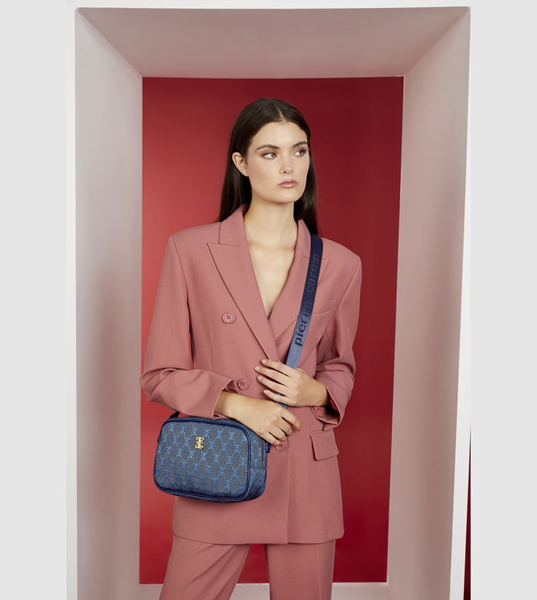 Buy Pierre Cardin Monogram Patterned Camera Bag In Blue | 6thStreet Qatar