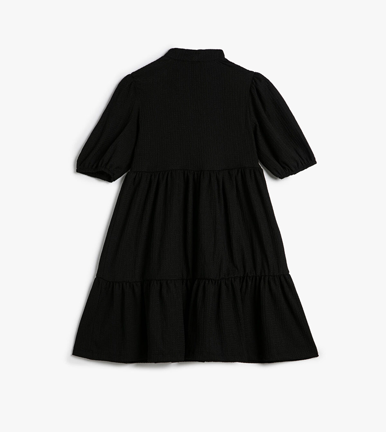 Buy Koton Ribbed Collared Tiered Dress In Black | 6thStreet Saudi Arabia
