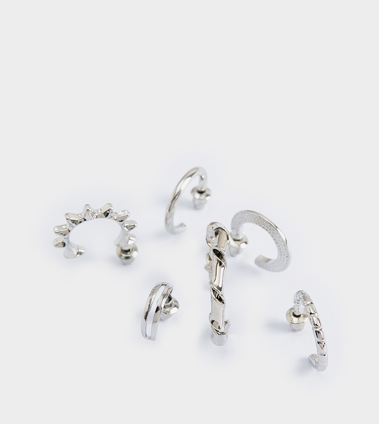 Buy Koton Pack Of 6 Steel Hoop Earrings In Grey | 6thStreet Saudi Arabia