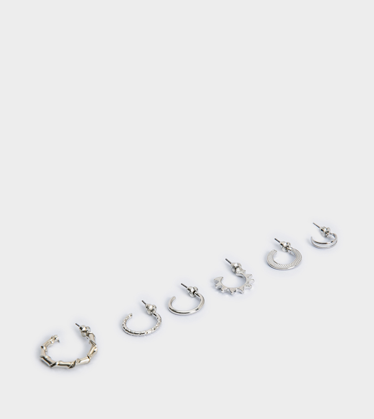 Buy Koton Pack Of 6 Steel Hoop Earrings In Grey | 6thStreet Saudi Arabia