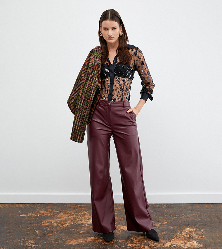 Buy Koton Sequined Net Shirt In Black | 6thStreet Saudi Arabia