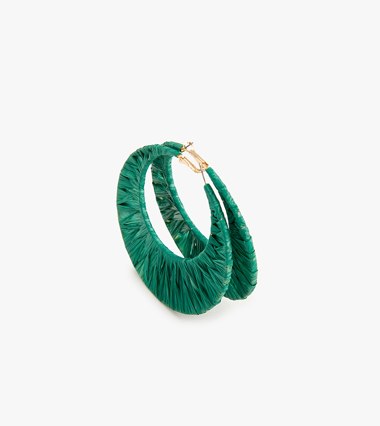Buy Koton Straw Hoop Earrings In Green | 6thStreet UAE