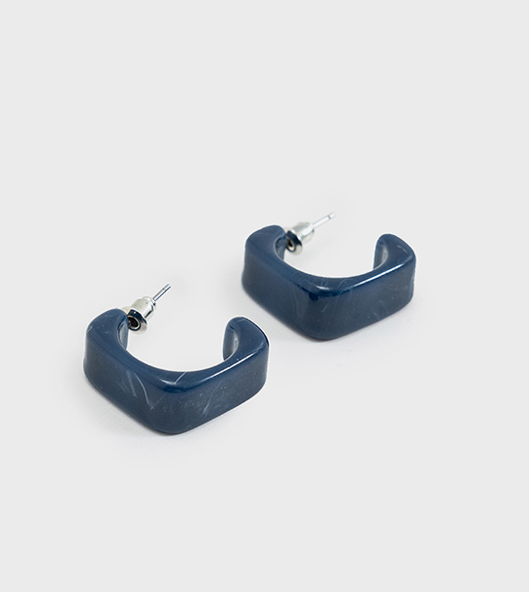 Buy Koton Square Hoop Earrings In Navy | 6thStreet UAE