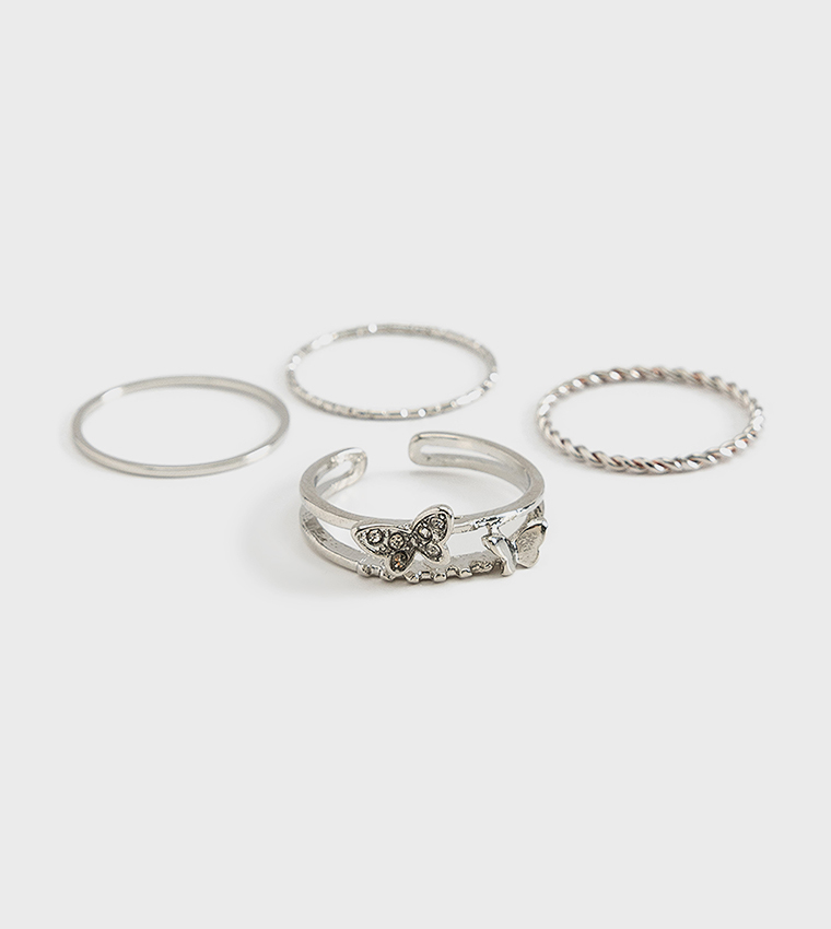 Buy Koton 4 Pack Sliver Tone Rings In Silver | 6thStreet UAE