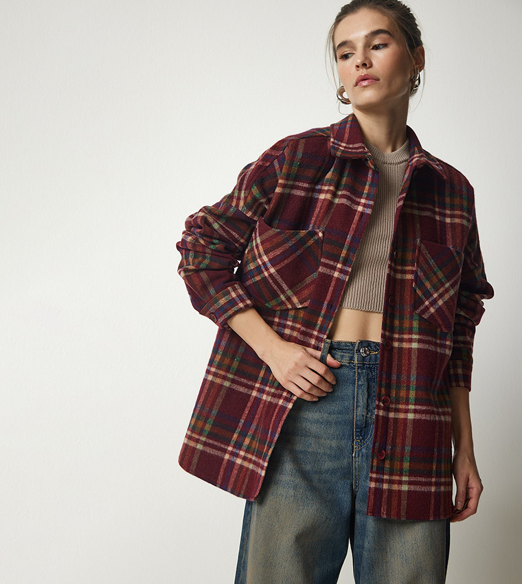 Buy Happiness İstanbul Patterned Oversized Lumberjack Shacket In ...