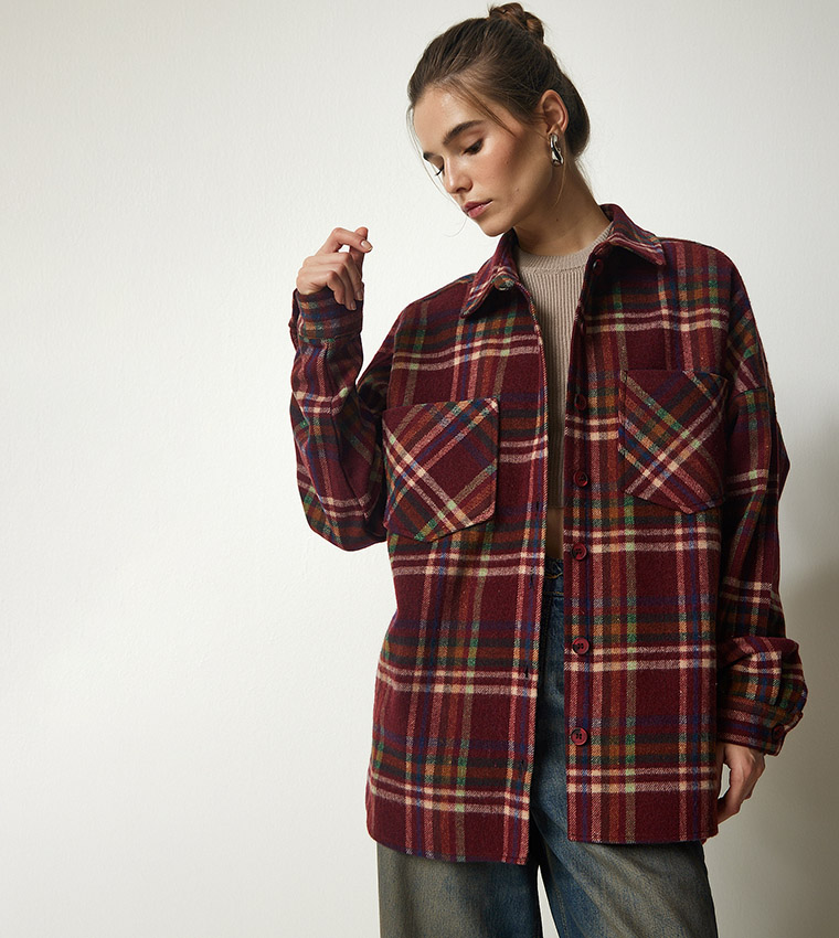 Buy Happiness İstanbul Patterned Oversized Lumberjack Shacket In ...