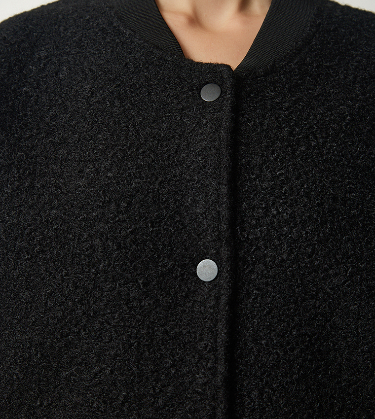 Buy Happiness İstanbul Long Sleeves Button Boucle Jacket In Black ...