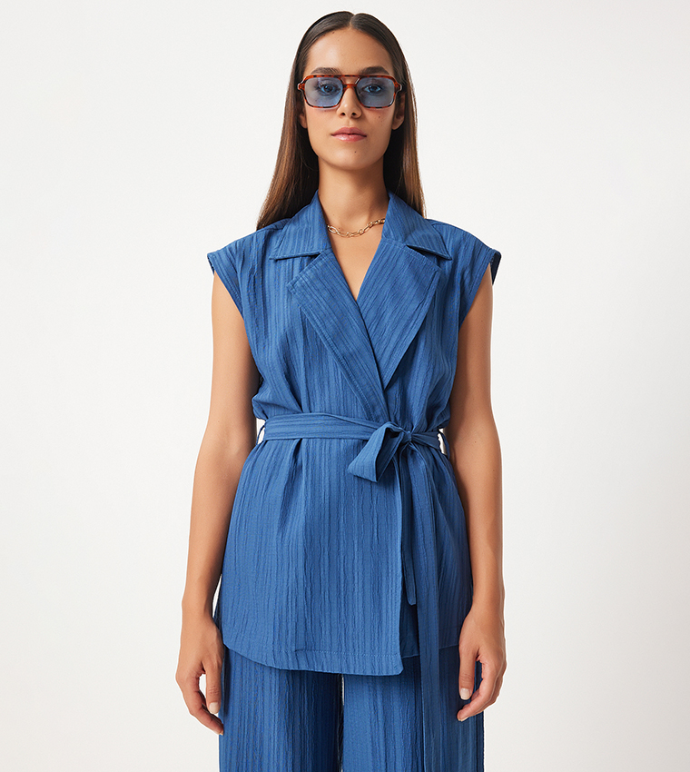 Buy Happiness İstanbul Solid Tunic And Bottom Set In Indigo | 6thStreet ...