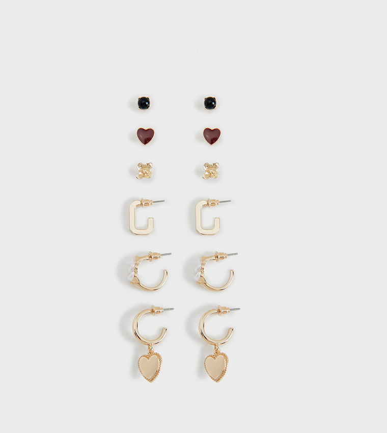 Buy Koton 6 Pack Gold Tone Earrings In Gold | 6thStreet Saudi Arabia