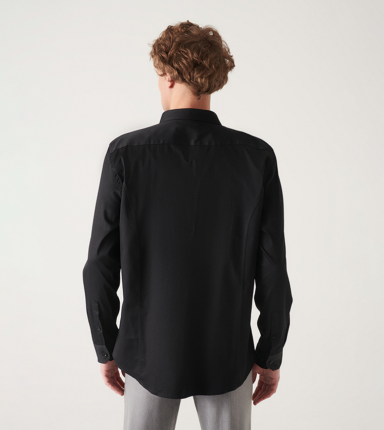 Buy Avva Logo Detail Long Sleeves Shirt In Black | 6thStreet Kuwait