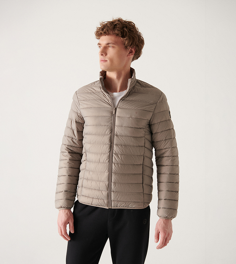 Buy Avva Long Sleeves Windproof Puffer Jacket In Beige | 6thStreet Qatar