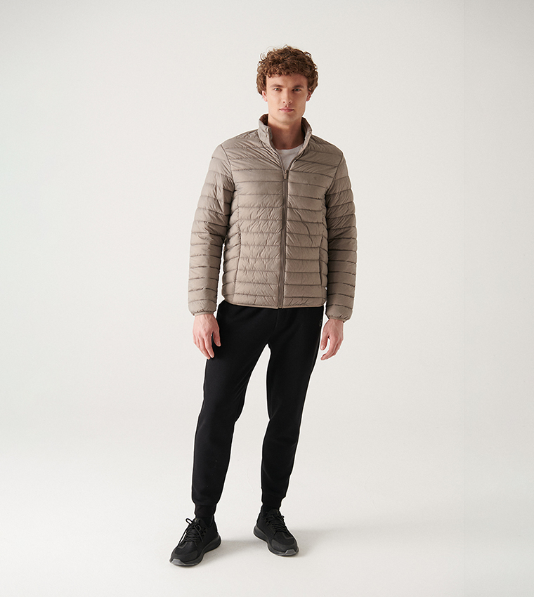 Buy Avva Long Sleeves Windproof Puffer Jacket In Beige | 6thStreet Qatar