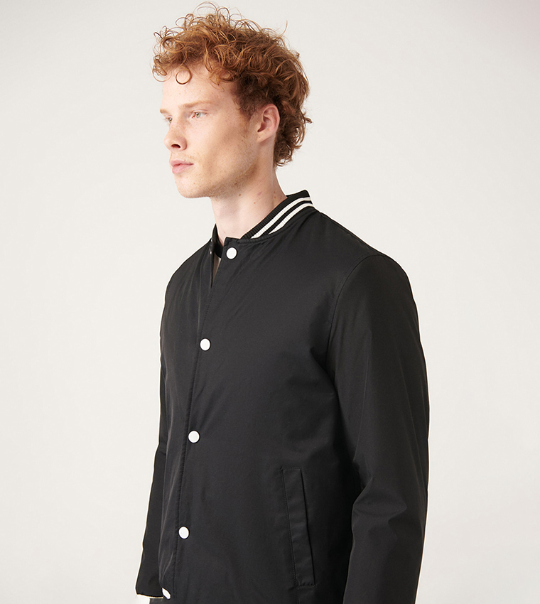 Buy Avva Water Repellent Long Sleeves Bomber Jacket In Black ...
