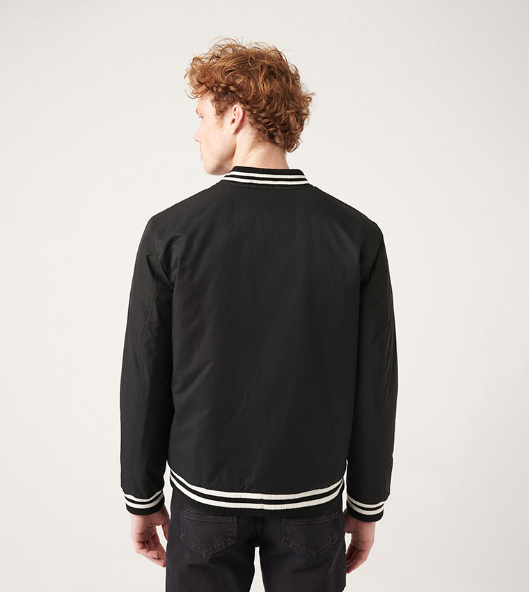 Buy Avva Water Repellent Long Sleeves Bomber Jacket In Black ...