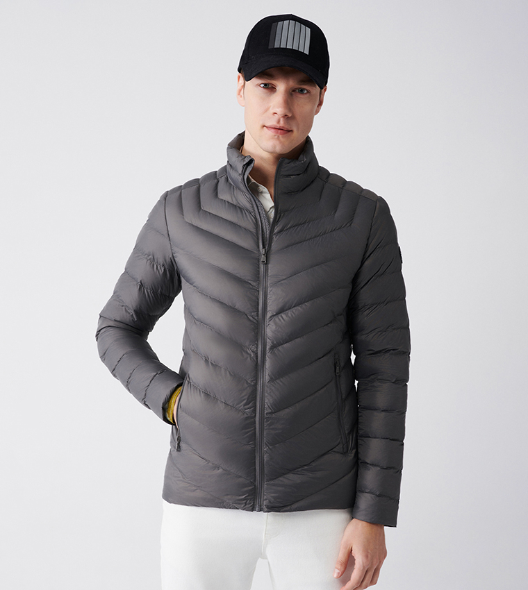Buy Avva Zip Through Puffer Jacket In Grey | 6thStreet Kuwait