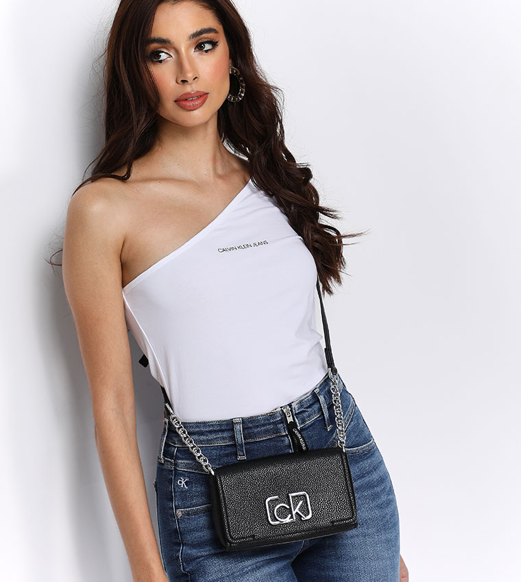 Buy Calvin Klein Ck Signature Sml Flap Xbody Crossovers Black In Black ...