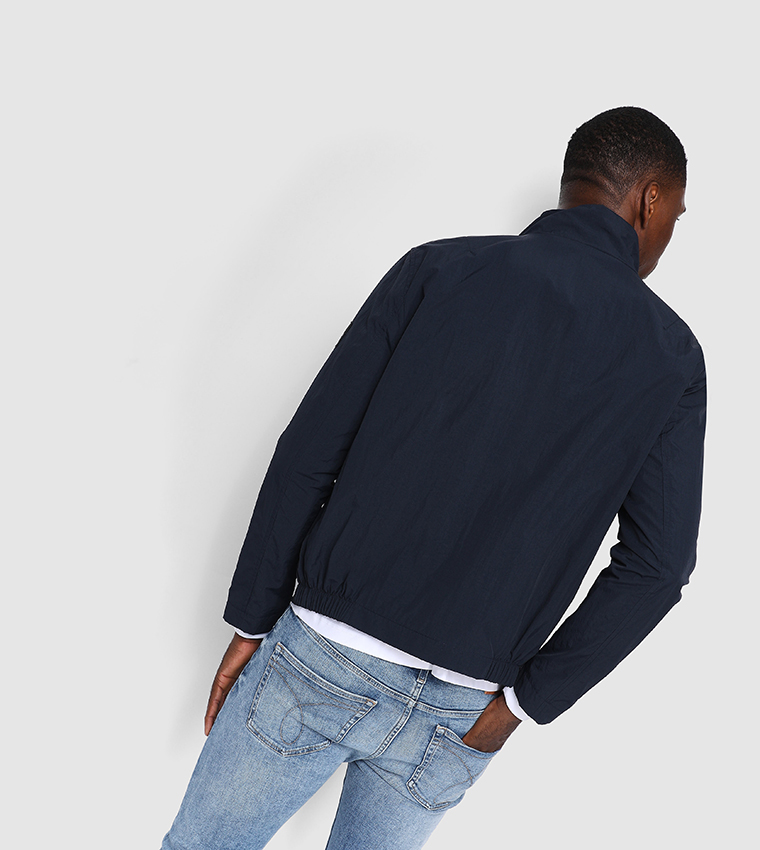 Buy Calvin Klein Crinkle Nylon Blouson Jacket Blue In Blue | 6thStreet ...