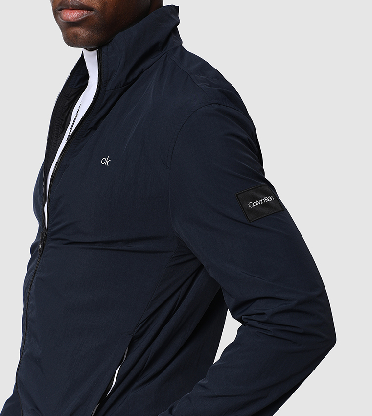 Buy Calvin Klein Crinkle Nylon Blouson Jacket Blue In Blue | 6thStreet ...