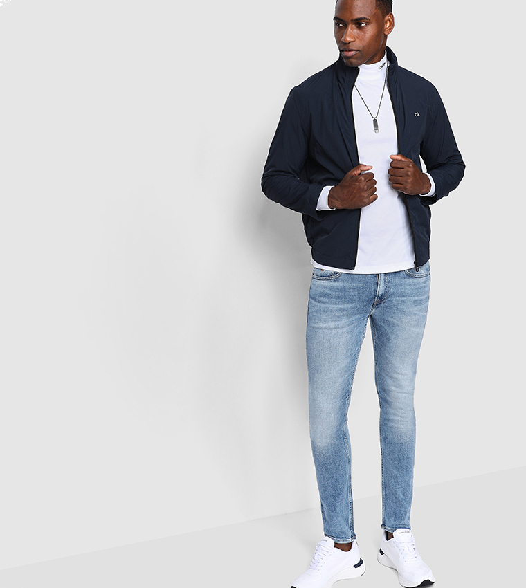 Buy Calvin Klein Crinkle Nylon Blouson Jacket Blue In Blue | 6thStreet ...