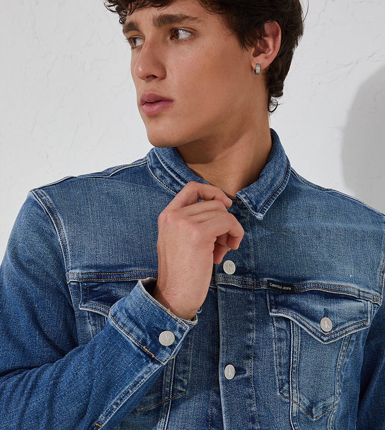 Buy Calvin Klein Modern Essential Denim Jacket In Blue | 6thStreet UAE