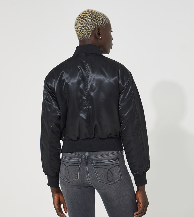 Buy Calvin Klein Reversible Satin Bomber Jacket In Black | 6thStreet Qatar