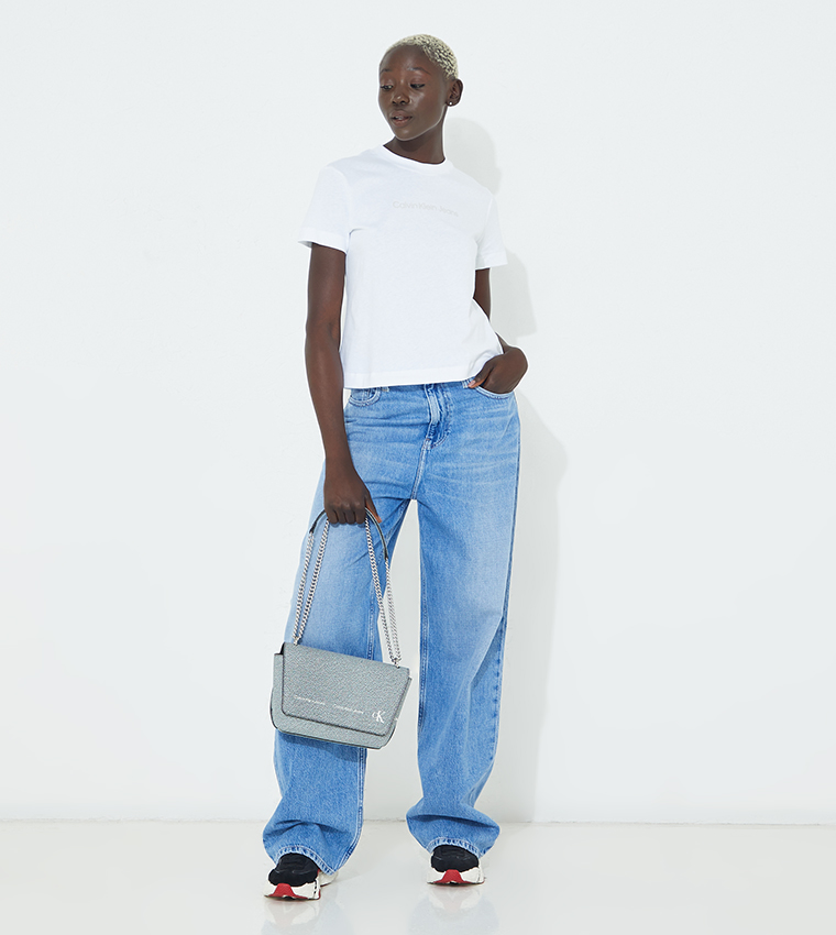 Buy Calvin Klein High Rise Relaxed Jeans In Blue | 6thStreet Qatar