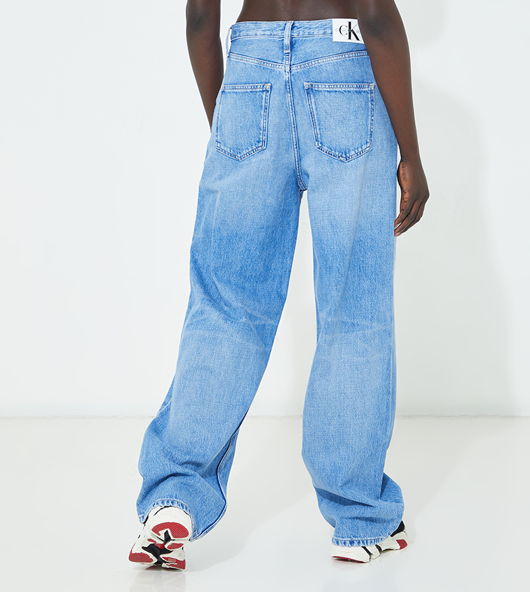 Buy Calvin Klein High Rise Relaxed Jeans In Blue | 6thStreet Qatar