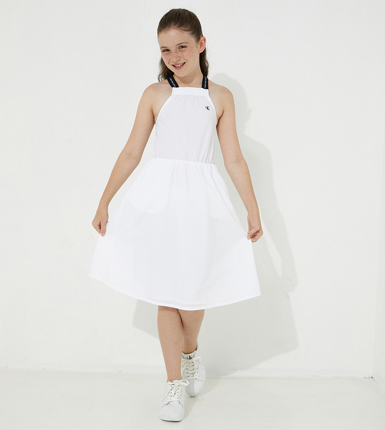 Buy Calvin Klein Racerback Fit & Flare Midi Dress In White | 6thStreet ...