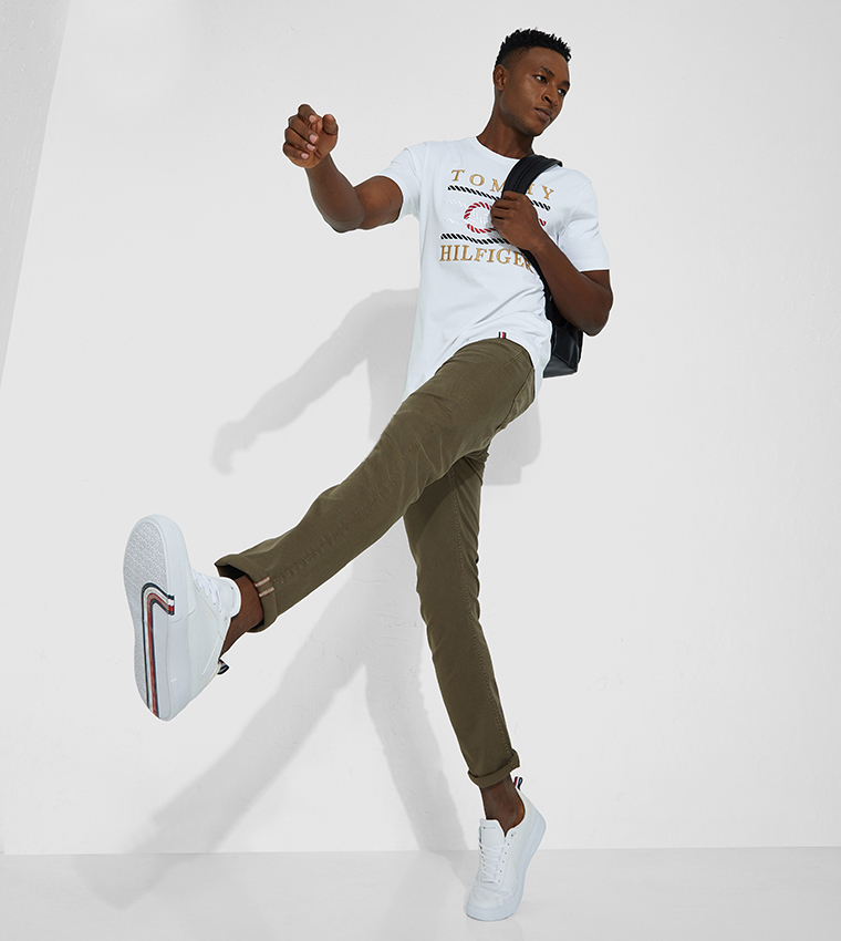 Buy Tommy Hilfiger Logo Embroidery Relaxed Fit T Shirt In White ...