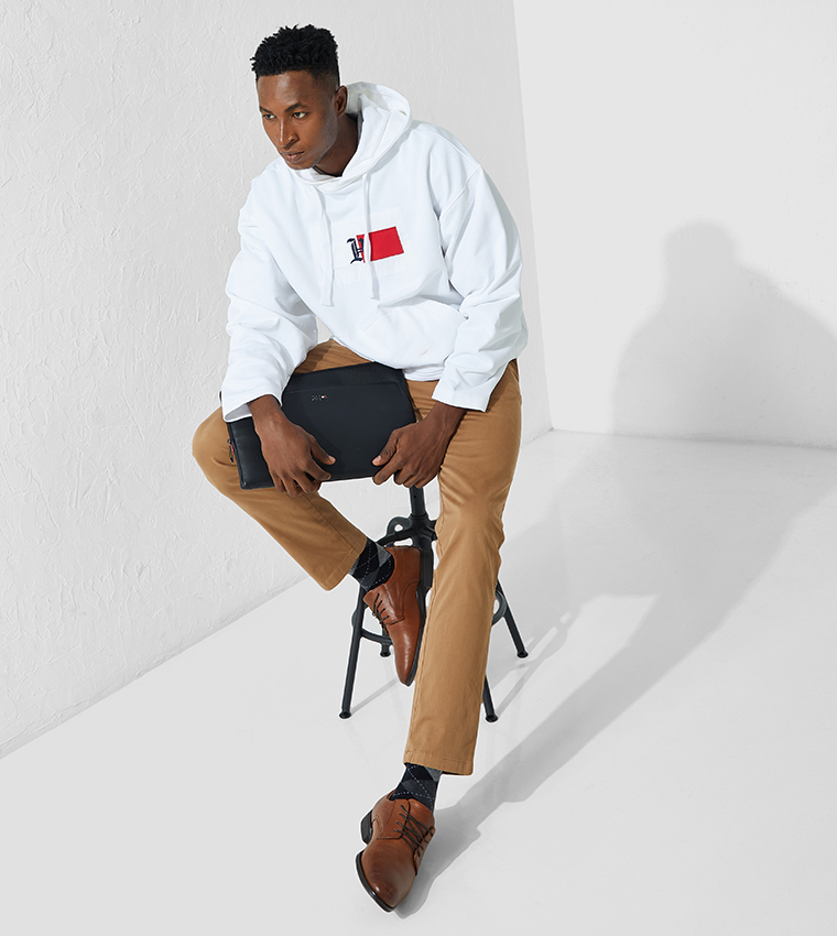 Buy Tommy Hilfiger Lh Red Box Logo Hood Other Heavyweight Knits White ...
