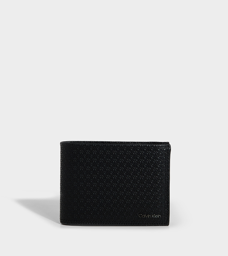 Buy Calvin Klein MINIMALISM Monogram Logo Tri Fold Wallet In Black ...