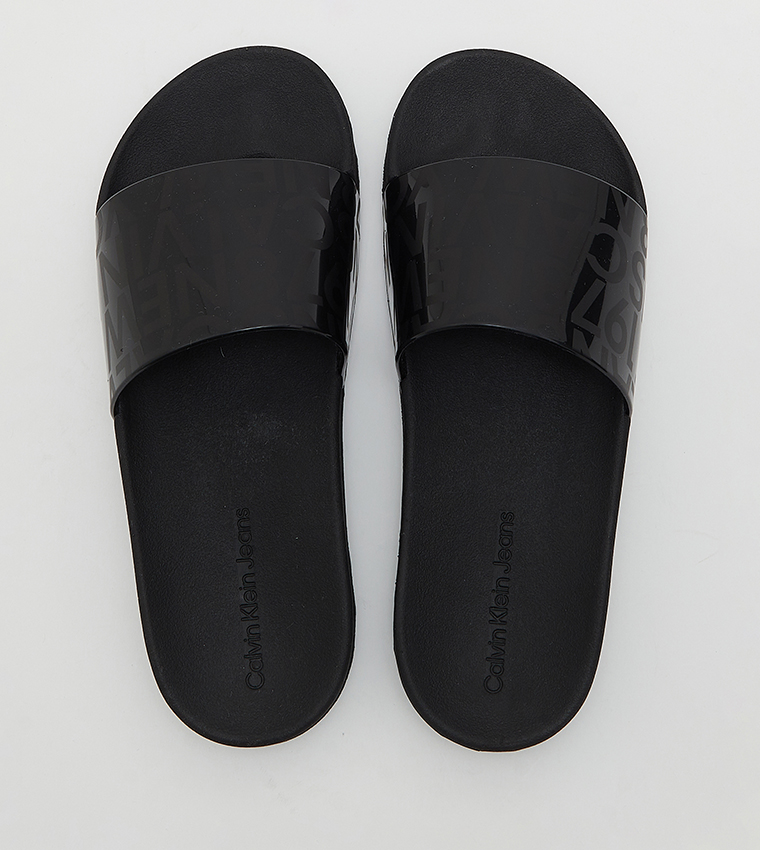 Buy Calvin Klein Logo Printed Slides In Black | 6thstreet UAE