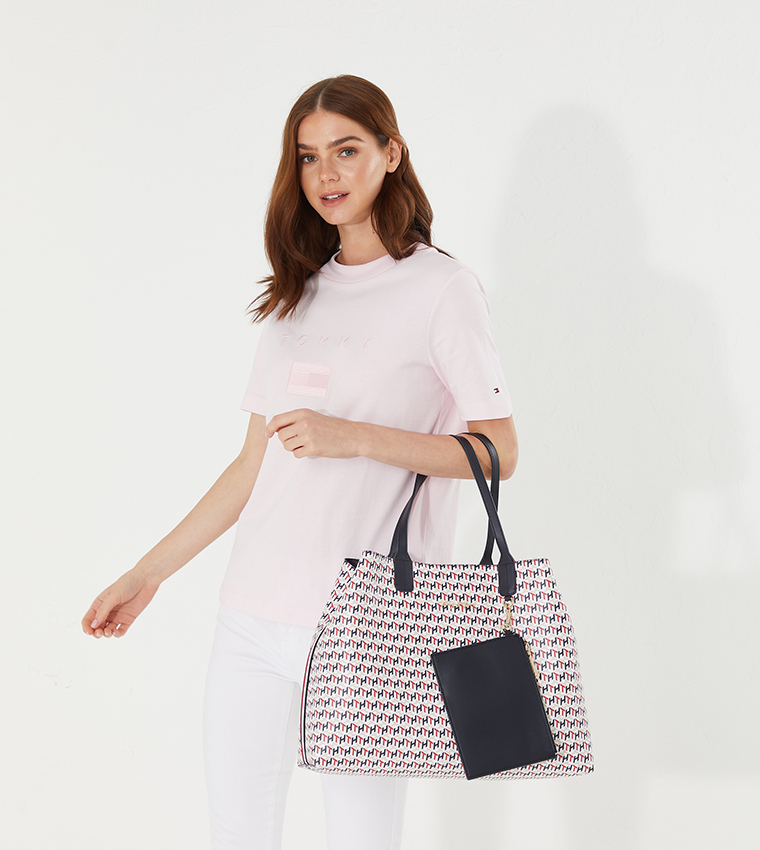 Buy Tommy Hilfiger Iconic Monogram Tote Bag In Blue | 6thStreet Saudi Arabia