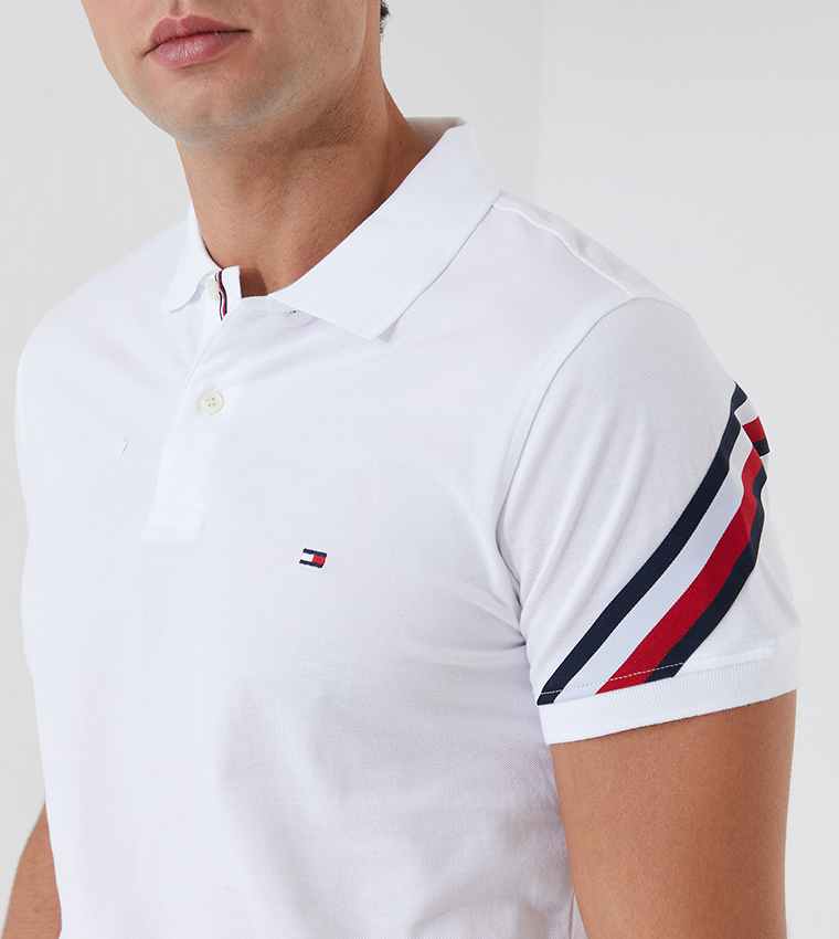 Buy Tommy Hilfiger Signature Detail Slim Fit Polo In White | 6thStreet Oman