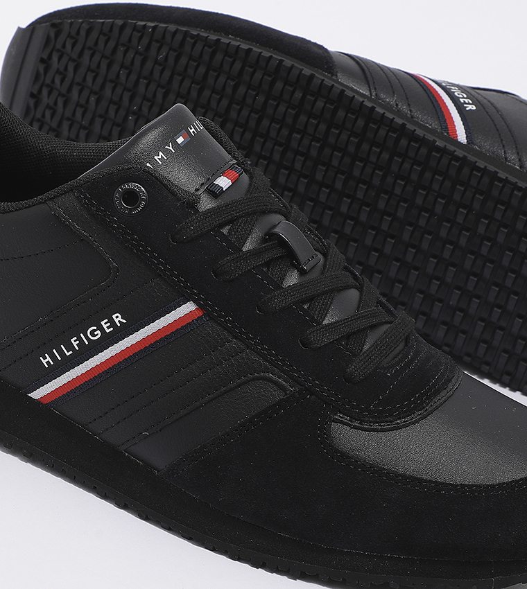 Buy Tommy Hilfiger Iconic Runner Leather Shoe In Black | 6thStreet ...