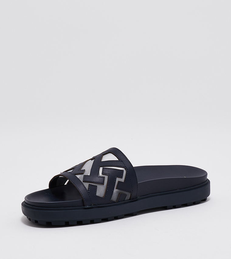 Buy Tommy Hilfiger Elevated Open Toe Slides In Blue | 6thStreet UAE