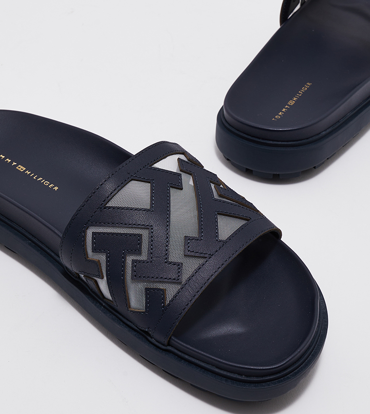 Buy Tommy Hilfiger Elevated Open Toe Slides In Blue | 6thStreet UAE