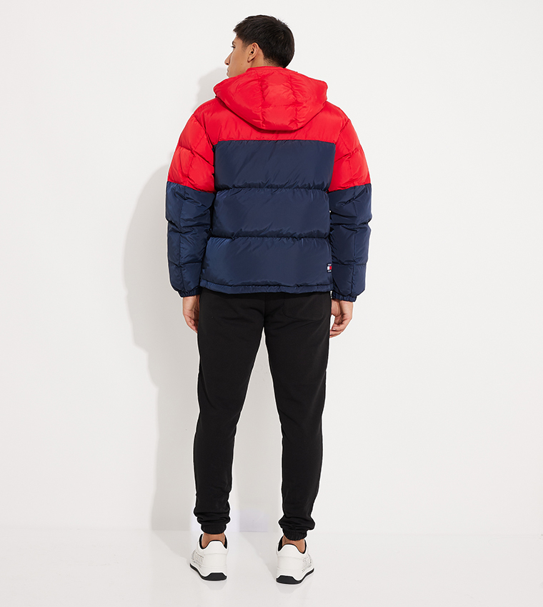 Buy Tommy Jeans Color Block Hooded Puffer Jacket In Navy | 6thStreet UAE
