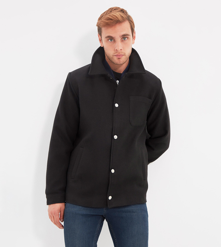 Buy Trendyol Regular Fit Basic Jacket In Black | 6thStreet Qatar